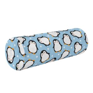 vnurnrn cute blue penguin cartoon neck support pillow round neck roll bolster cylinder pillow cervical pillows arm pillow for leg knee back head support for bedroom camp work women men