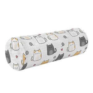 vnurnrn cute cat cartoon neck support pillow round neck roll bolster cylinder pillow cervical pillows bolster pillow for leg knee back head support for work women men traveling headrest