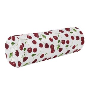 vnurnrn red cherry white neck support pillow round neck roll bolster cylinder pillow cervical pillows memory foam pillow for leg knee back head support for gifts camp study work