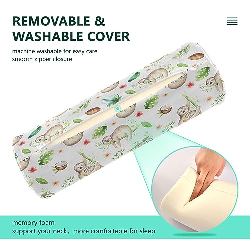 Vnurnrn Sloth Neck Support Pillow Round Neck Roll Bolster Cylinder Pillow Cervical Pillows Knee Pillow for Leg Knee Back Head Support for Bedroom Camp Work Women Men