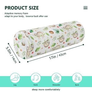 Vnurnrn Sloth Neck Support Pillow Round Neck Roll Bolster Cylinder Pillow Cervical Pillows Knee Pillow for Leg Knee Back Head Support for Bedroom Camp Work Women Men