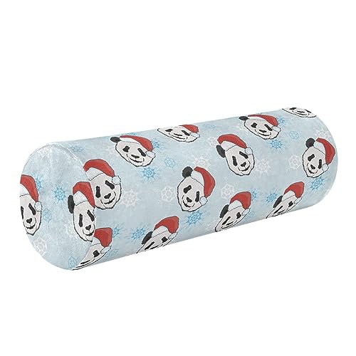 Vnurnrn Panda in A Santa Hat Neck Support Pillow Round Neck Roll Bolster Cylinder Pillow Cervical Pillows Body Pillow for Leg Knee Back Head Support for Work Men Women Bed