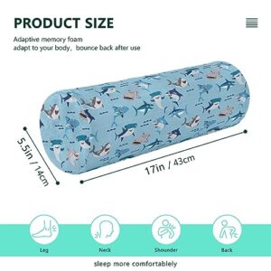 Vnurnrn Shark Water Blue Neck Support Pillow Round Neck Roll Bolster Cylinder Pillow Cervical Pillows Arm Pillow for Leg Knee Back Head Support for Gifts Camp Study Work