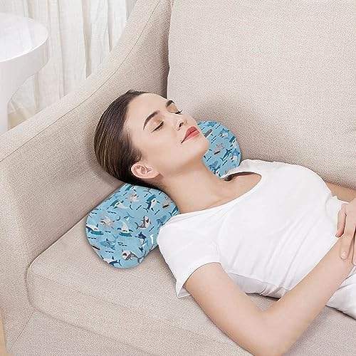 Vnurnrn Shark Water Blue Neck Support Pillow Round Neck Roll Bolster Cylinder Pillow Cervical Pillows Arm Pillow for Leg Knee Back Head Support for Gifts Camp Study Work