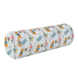 vnurnrn cute cat flowers neck support pillow round neck roll bolster cylinder pillow cervical pillows travel pillow for leg knee back head support for bedroom camp work women men