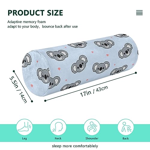 Vnurnrn Cute Koala Cartoon Neck Support Pillow Round Neck Roll Bolster Cylinder Pillow Cervical Pillows Neck Roll Pillow for Leg Knee Back Head Support for Camp Study Work Men