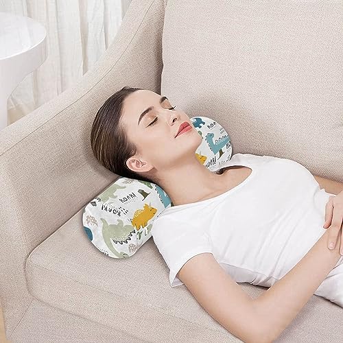 Vnurnrn Childish Dinosaur Neck Support Pillow Round Neck Roll Bolster Cylinder Pillow Cervical Pillows Leg Pillow for Leg Knee Back Head Support for Gifts Camp Study Work