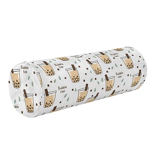 Vnurnrn Milk Tea Cups Tea Neck Support Pillow Round Neck Roll Bolster Cylinder Pillow Cervical Pillows Back Pillow for Leg Knee Back Head Support for Camp Work Women Men Traveling