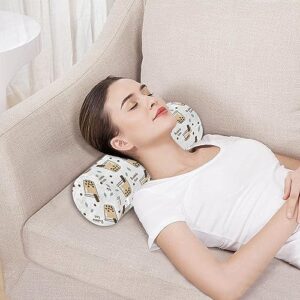 Vnurnrn Milk Tea Cups Tea Neck Support Pillow Round Neck Roll Bolster Cylinder Pillow Cervical Pillows Back Pillow for Leg Knee Back Head Support for Camp Work Women Men Traveling