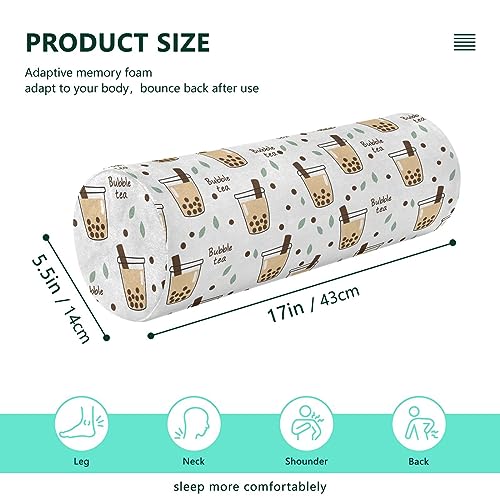 Vnurnrn Milk Tea Cups Tea Neck Support Pillow Round Neck Roll Bolster Cylinder Pillow Cervical Pillows Back Pillow for Leg Knee Back Head Support for Camp Work Women Men Traveling