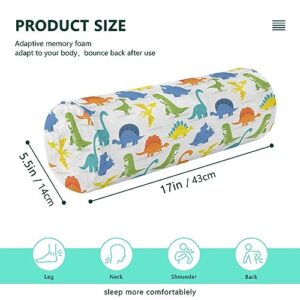 Vnurnrn Cartoon Dinosaurs Neck Support Pillow Round Neck Roll Bolster Cylinder Pillow Cervical Pillows Memory Foam Pillow for Leg Knee Back Head Support for Bedroom Camp Work Women Men