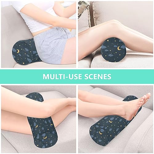 Vnurnrn Night Sky Moon Neck Support Pillow Round Neck Roll Bolster Cylinder Pillow Cervical Pillows Neck Roll Pillow for Leg Knee Back Head Support for Work Men Women Bed