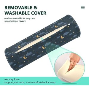 Vnurnrn Night Sky Moon Neck Support Pillow Round Neck Roll Bolster Cylinder Pillow Cervical Pillows Neck Roll Pillow for Leg Knee Back Head Support for Work Men Women Bed