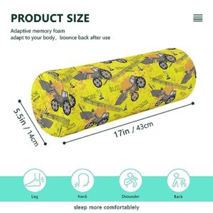 Vnurnrn Gray Tractor Neck Support Pillow Round Neck Roll Bolster Cylinder Pillow Cervical Pillows Neck Roll Pillow for Leg Knee Back Head Support for Gifts Camp Study Work