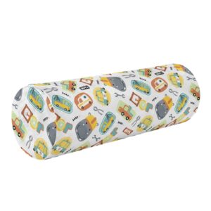 vnurnrn cartoon vehicles neck support pillow round neck roll bolster cylinder pillow cervical pillows neck roll pillow for leg knee back head support for work men women bed