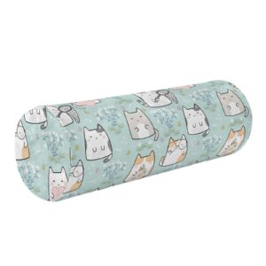 vnurnrn kawaii cute cat neck support pillow round neck roll bolster cylinder pillow cervical pillows travel pillow for leg knee back head support for camp work women men traveling