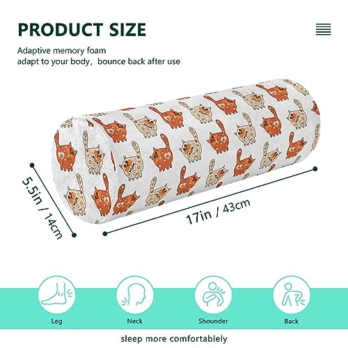 Vnurnrn Ornate Cats Neck Support Pillow Round Neck Roll Bolster Cylinder Pillow Cervical Pillows Bolster Pillow for Leg Knee Back Head Support for Bedroom Camp Work Women Men