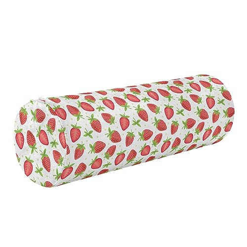 Vnurnrn Fruits Strawberry Neck Support Pillow Round Neck Roll Bolster Cylinder Pillow Cervical Pillows Body Pillow for Leg Knee Back Head Support for Work Women Men Traveling Headrest