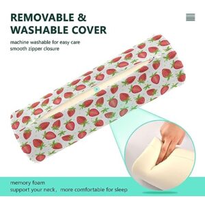 Vnurnrn Fruits Strawberry Neck Support Pillow Round Neck Roll Bolster Cylinder Pillow Cervical Pillows Body Pillow for Leg Knee Back Head Support for Work Women Men Traveling Headrest