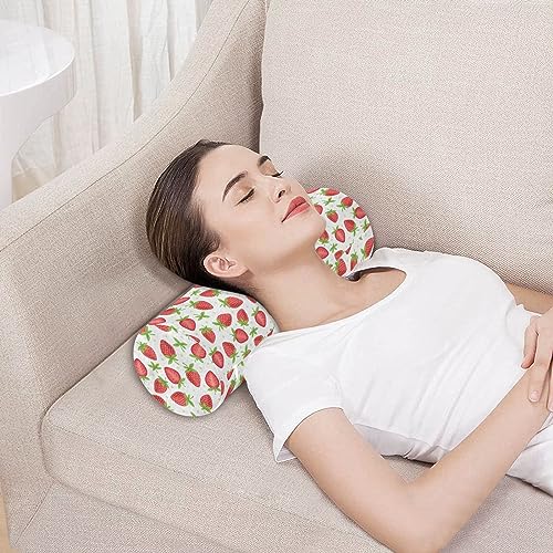 Vnurnrn Fruits Strawberry Neck Support Pillow Round Neck Roll Bolster Cylinder Pillow Cervical Pillows Body Pillow for Leg Knee Back Head Support for Work Women Men Traveling Headrest