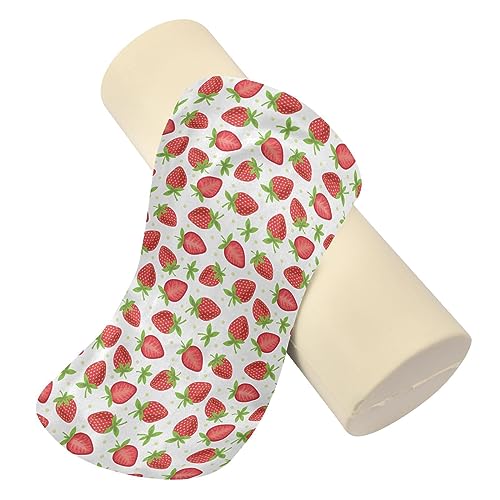 Vnurnrn Fruits Strawberry Neck Support Pillow Round Neck Roll Bolster Cylinder Pillow Cervical Pillows Body Pillow for Leg Knee Back Head Support for Work Women Men Traveling Headrest