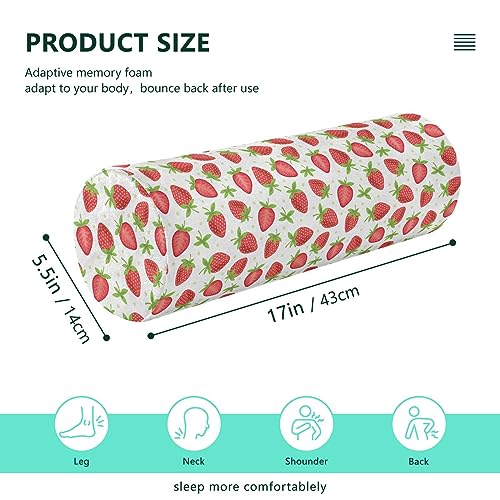 Vnurnrn Fruits Strawberry Neck Support Pillow Round Neck Roll Bolster Cylinder Pillow Cervical Pillows Body Pillow for Leg Knee Back Head Support for Work Women Men Traveling Headrest