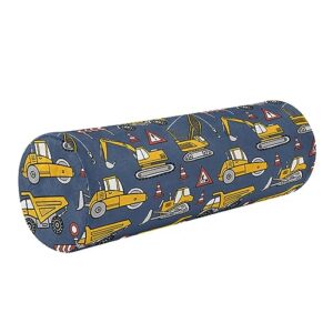 vnurnrn dark blue construction cars neck support pillow round neck roll bolster cylinder pillow cervical pillows arm pillow for leg knee back head support for bedroom camp work women men