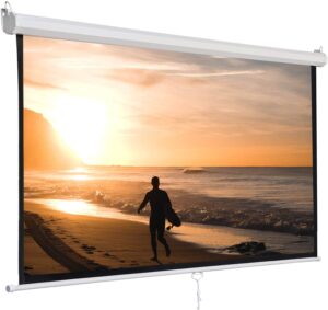 super deal 120'' projector screen projection screen manual pull down hd screen 1:1 format for home cinema theater presentation education outdoor indoor public display