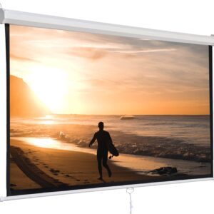 SUPER DEAL 120'' Projector Screen Projection Screen Manual Pull Down HD Screen 1:1 Format for Home Cinema Theater Presentation Education Outdoor Indoor Public Display