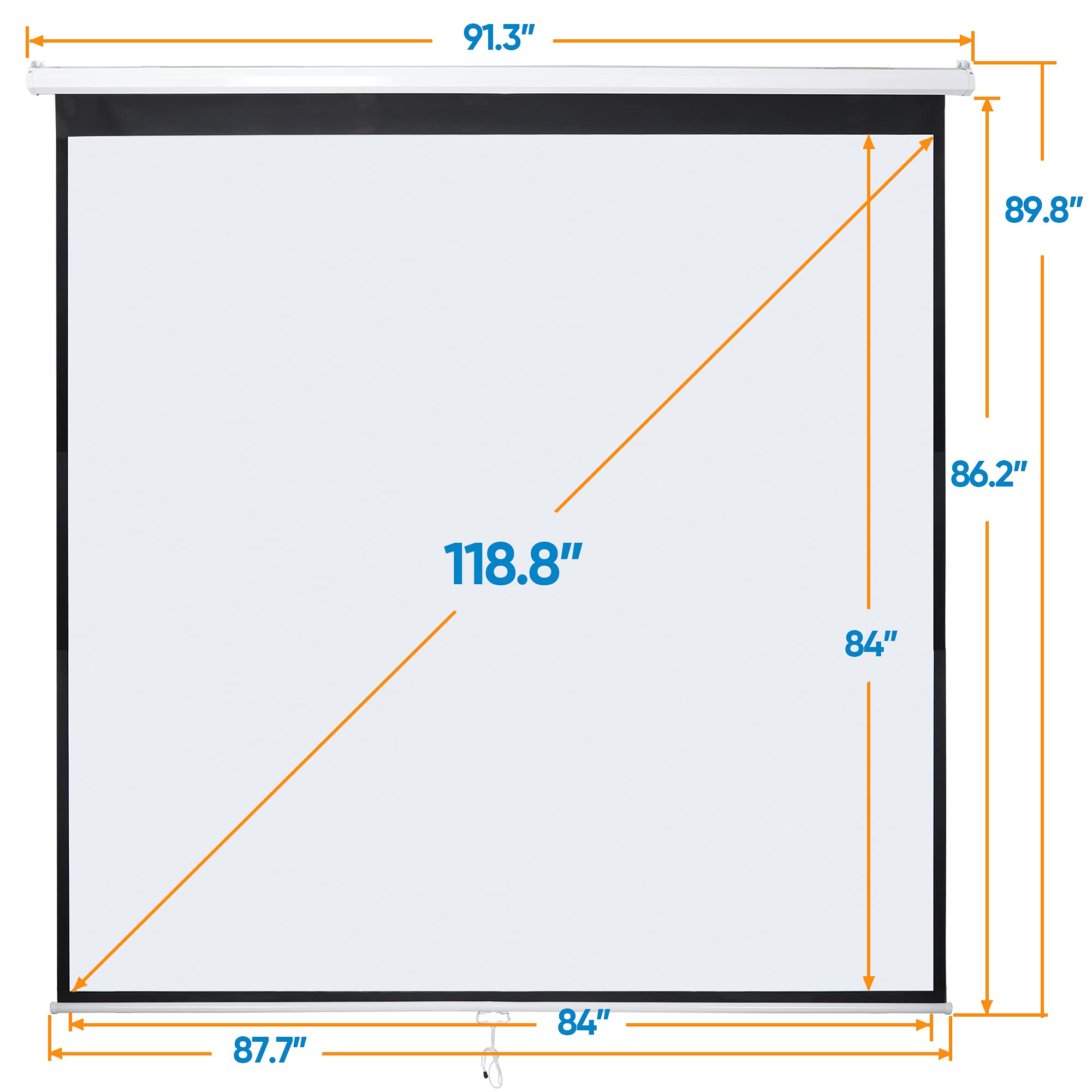 SUPER DEAL 120'' Projector Screen Projection Screen Manual Pull Down HD Screen 1:1 Format for Home Cinema Theater Presentation Education Outdoor Indoor Public Display