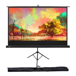 kodak 60 inch projector screen with stand | pull down projection backdrop for outdoor & indoor movies with adjustable tripod, white matte fabric material & storage carry case | lightweight & portable