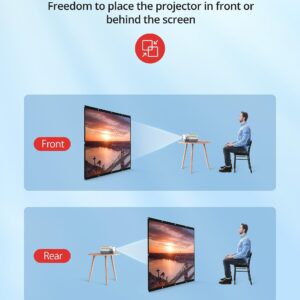 Projector Screen, HYZ 120 inch Portable Projector Screen Indoor Outdoor Projection Screen 16:9 4K HD Wrinkle-Free Foldable Movie Screen for Backyard, Double Sided Projection for Home Theater