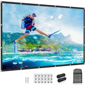 projector screen, 120-inch century-star movie screen outdoor & indoor wrinkle-free nylon fabric video projection screen (3d 4k hd 16: 9 front & rear projection) foldable & portable with carry bag