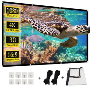 84" projector screen,4k 16:9 hd rear front projector screen movie screen foldable projection screen double-sided portable outdoor indoor projector screen for movie home theater yard travel (84)