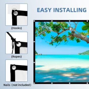 84" Projector Screen,4K 16:9 HD Rear Front Projector Screen Movie Screen Foldable Projection Screen Double-Sided Portable Outdoor Indoor Projector Screen for Movie Home Theater Yard Travel (84)