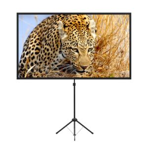 portable projector screen with stand, outdoor movie screen, 80 inch 16:9 light-weight, mobile and compact, easy setup and carrying, projection screen with 1.2 gain glass fiber, idea for home cinema