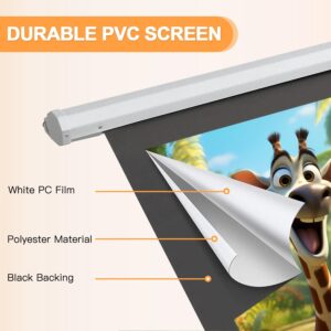 YODOLLA Projector Screen Motorized 100" 16:9, 4K 3D HD Electric Projector Screen Wall Mounted Automatic Ceiling Retractable Drop Down Projection Screen with Remote Movie Screen for Indoor Outdoor Use