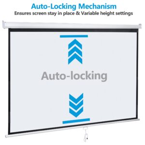 Smartxchoices 80" 16:9 HD Manual Projector Screen with Auto Lock Anti-Crease Home Theater Office Wall Mounted Ceiling Pull Down Projection 1.1 Gain Matte White,View Size: 72 x 40 inches