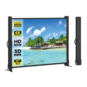 portable projector screen with stand, 50 inch 4:3, outdoor projector screen, lightweight and retractable, 1.2 high gain wrinkle-free video projection screens, for home cinema, meeting presentation.