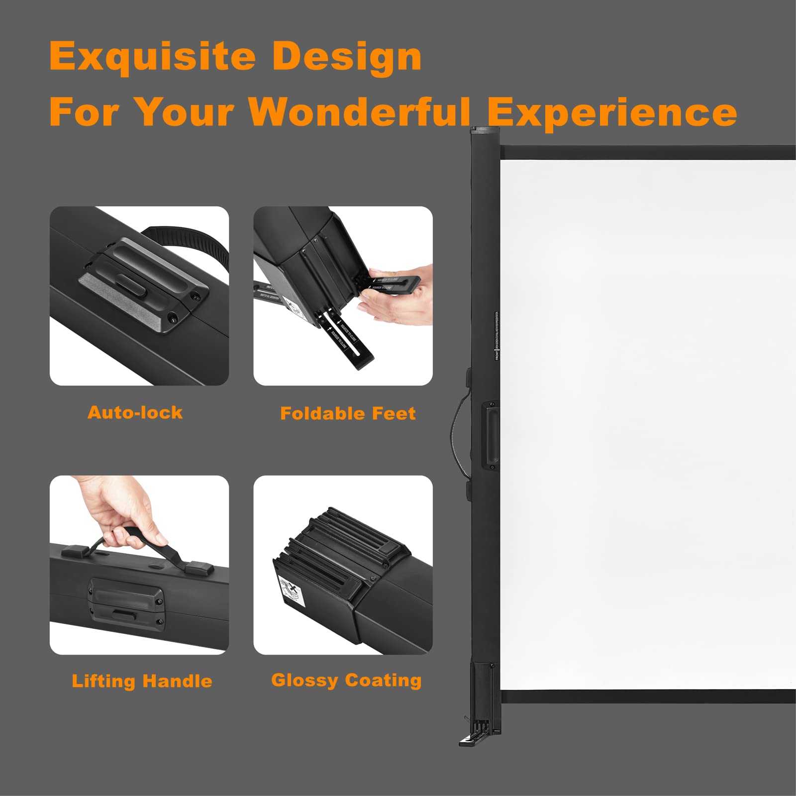 Portable Projector Screen with Stand, 50 Inch 4:3, Outdoor Projector Screen, Lightweight and Retractable, 1.2 High Gain Wrinkle-Free Video Projection Screens, for Home Cinema, Meeting Presentation.