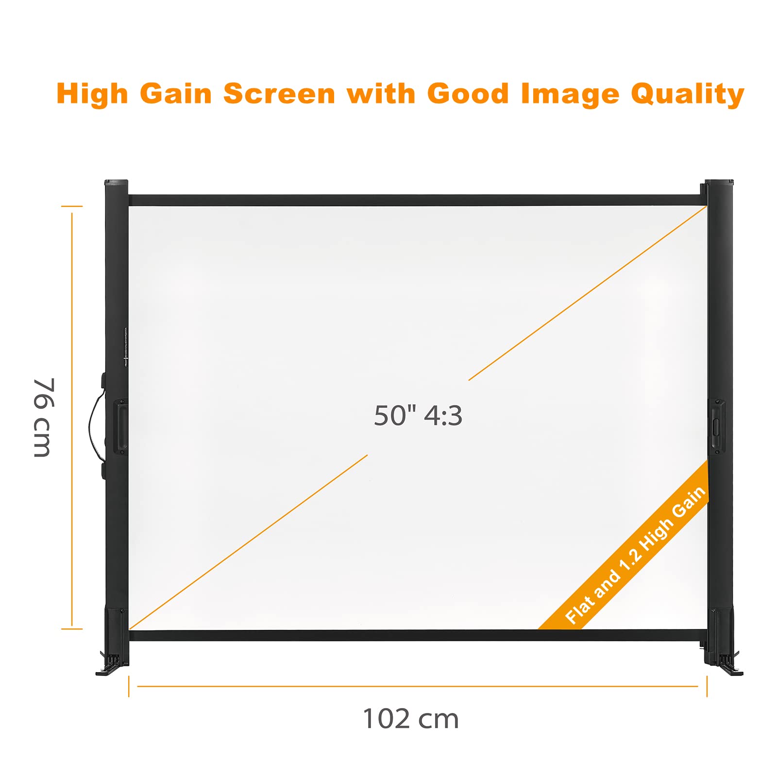 Portable Projector Screen with Stand, 50 Inch 4:3, Outdoor Projector Screen, Lightweight and Retractable, 1.2 High Gain Wrinkle-Free Video Projection Screens, for Home Cinema, Meeting Presentation.