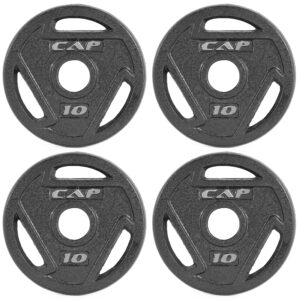 cap barbell 2-inch olympic grip weight plate, 10 lb, set of 4,black