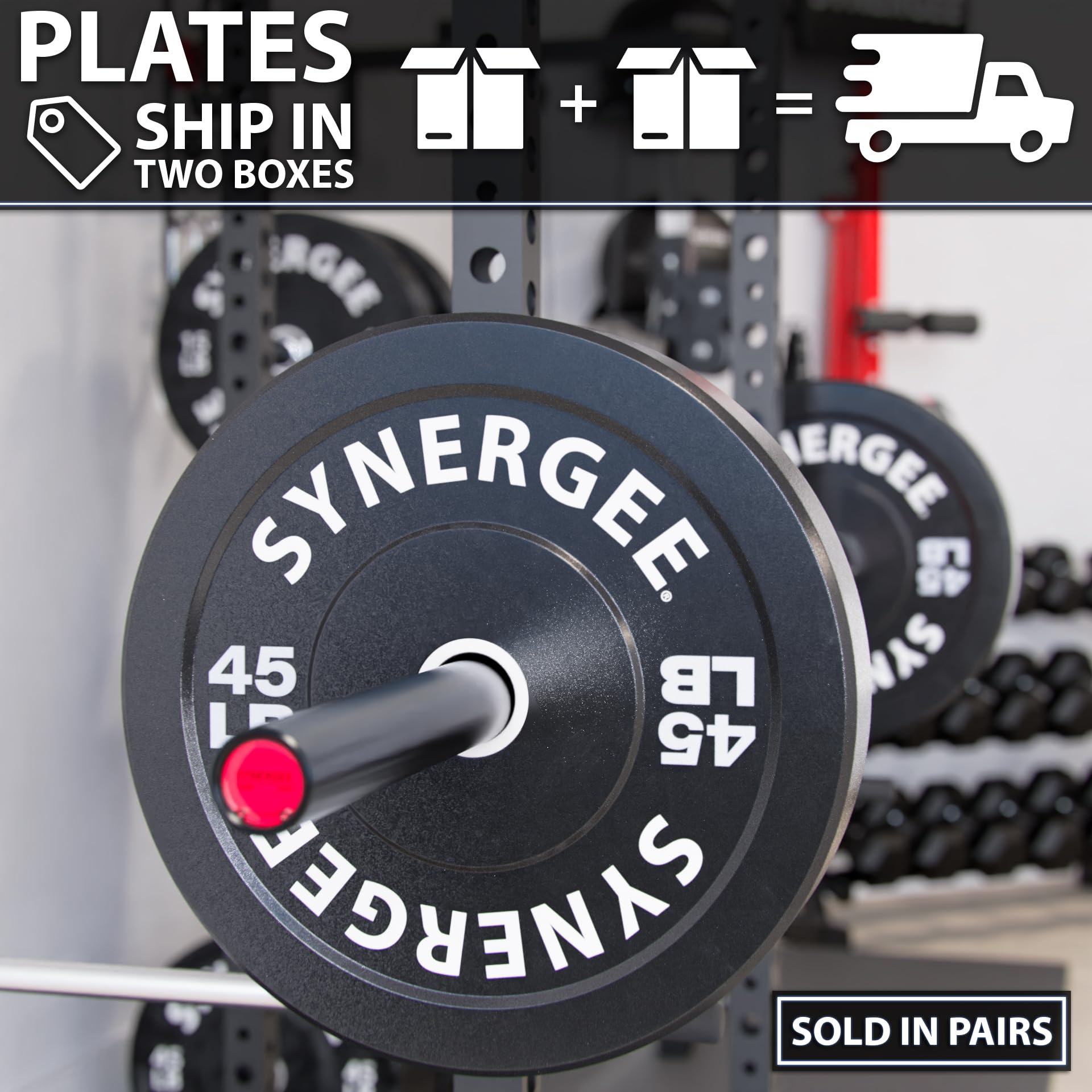 Synergee Bumper Plates Weight Plates Strength Conditioning Workouts Weightlifting 45lbs Pair