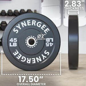 Synergee Bumper Plates Weight Plates Strength Conditioning Workouts Weightlifting 45lbs Pair