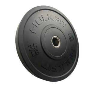 hulkfit sport series 2" olympic shock absorbing rubber bumper weight plates for barbells - black 35 lb single