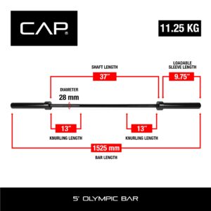 CAP Barbell 5-Foot Solid Olympic Bar, Black (2-Inch) (OBIS-60B)