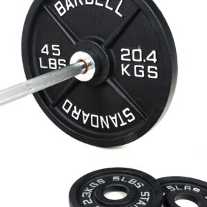 Signature Fitness Cast Iron Olympic Weight Including 7FT Olympic Barbell, 300-Pound Set, Multiple Packages