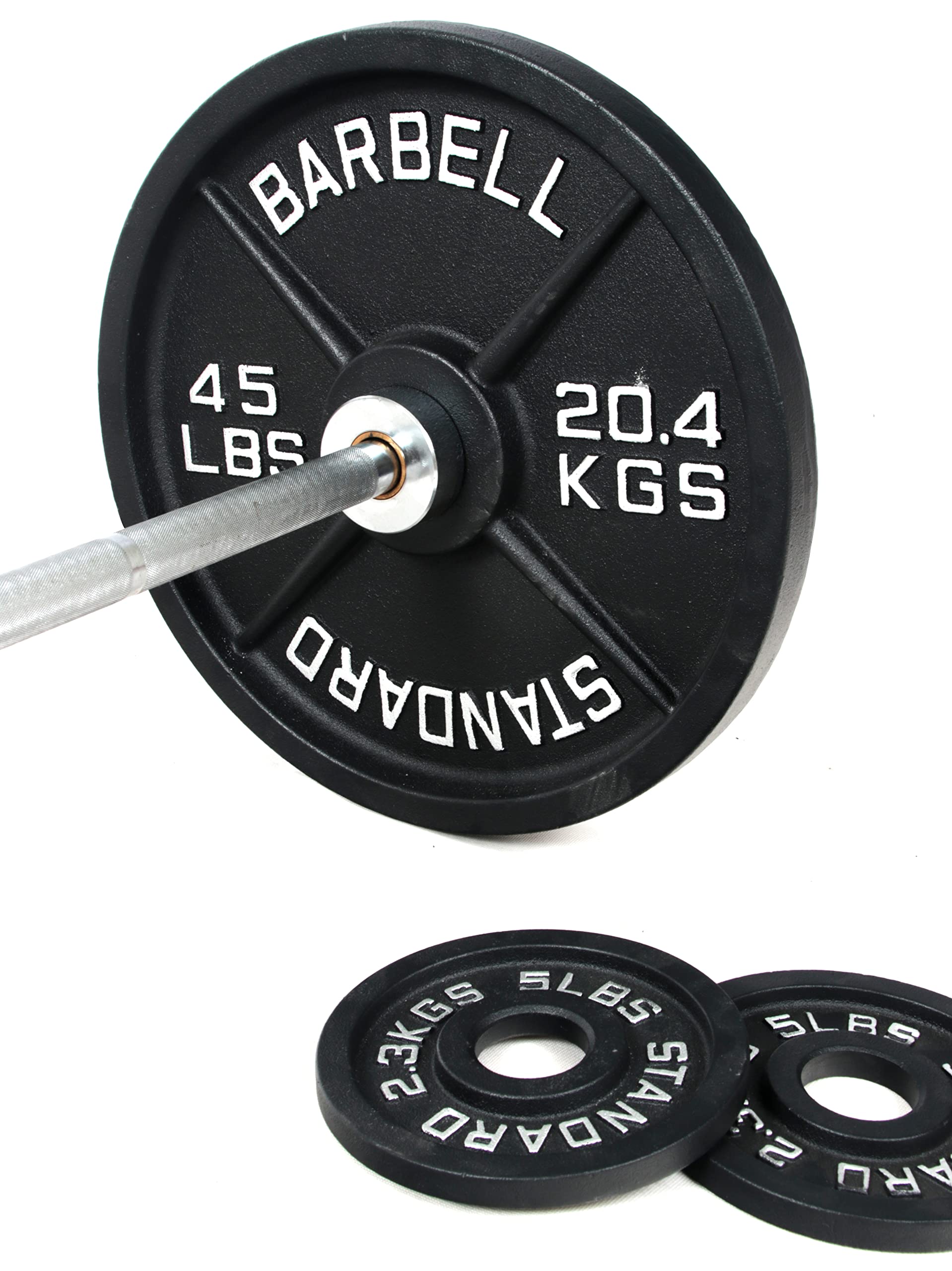 Signature Fitness Cast Iron Olympic Weight Including 7FT Olympic Barbell, 300-Pound Set, Multiple Packages