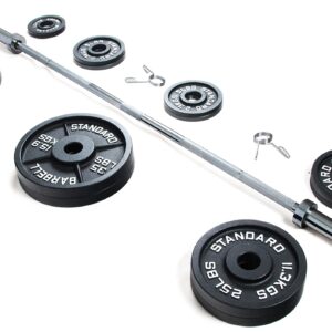 Signature Fitness Cast Iron Olympic Weight Including 7FT Olympic Barbell, 300-Pound Set, Multiple Packages