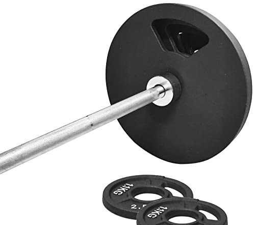 Signature Fitness Cast Iron Olympic 2-Inch Weight Plates Including 7FT Olympic Barbell, 325-Pound Set (280 Pounds Plates + 45 Pounds Barbell), Multiple Packages, Style #7